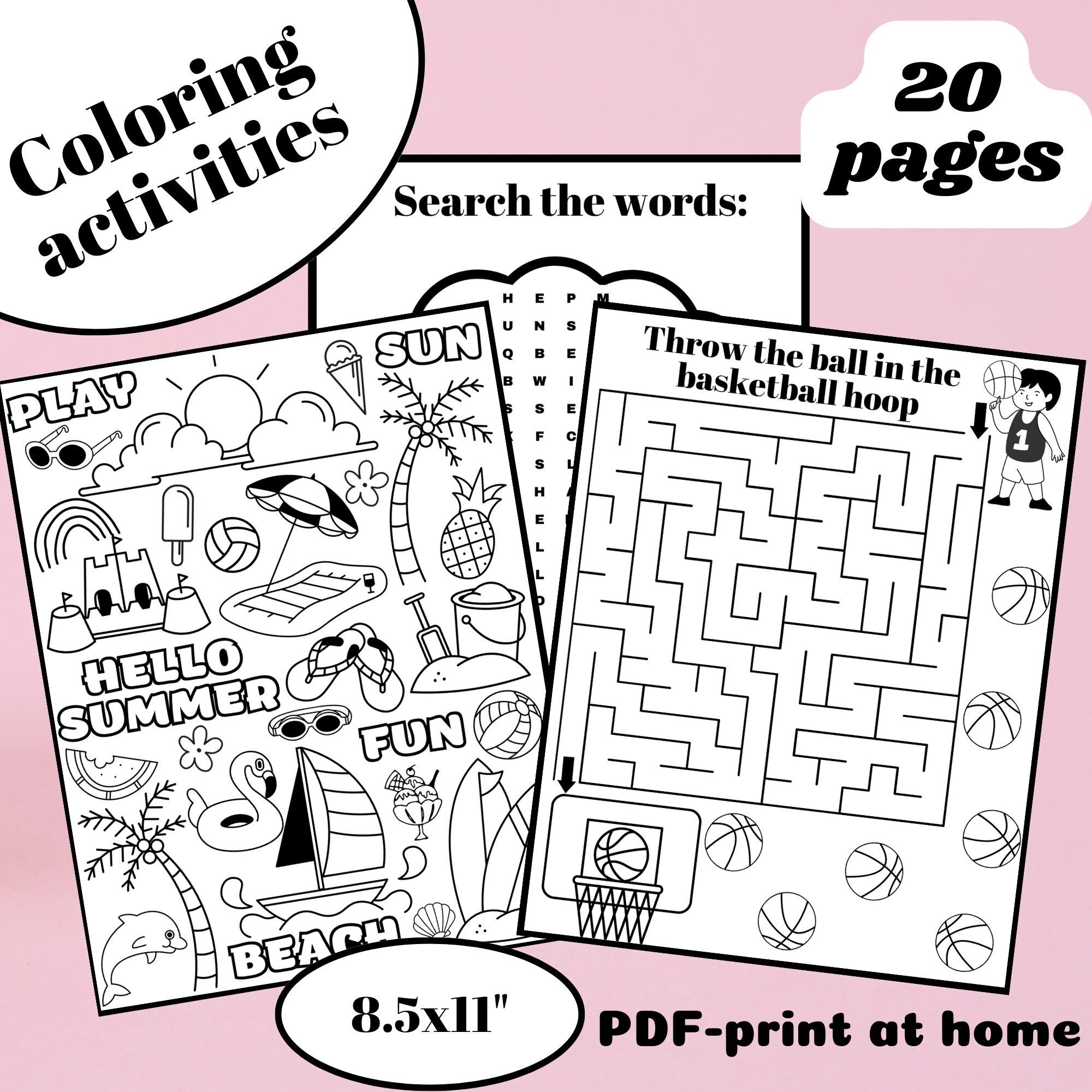 20 Printable Activities for Kids Summer Activity Bundle - Etsy UK
