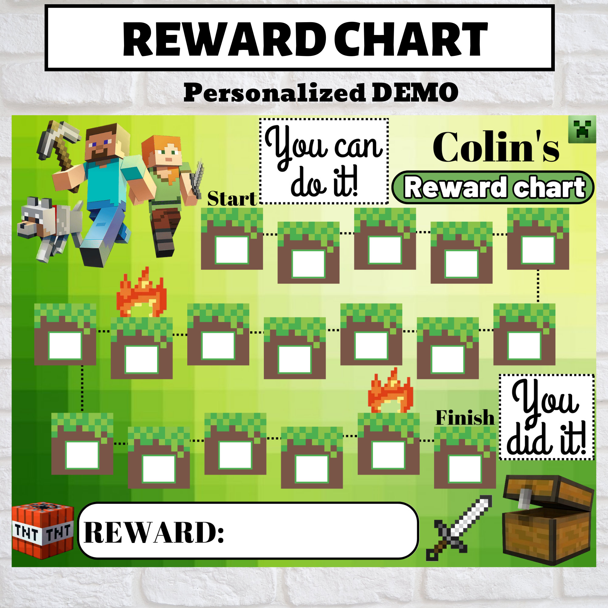 Minecraft Reward Chart for Kids A Fun Way to Reward Good - Etsy Australia