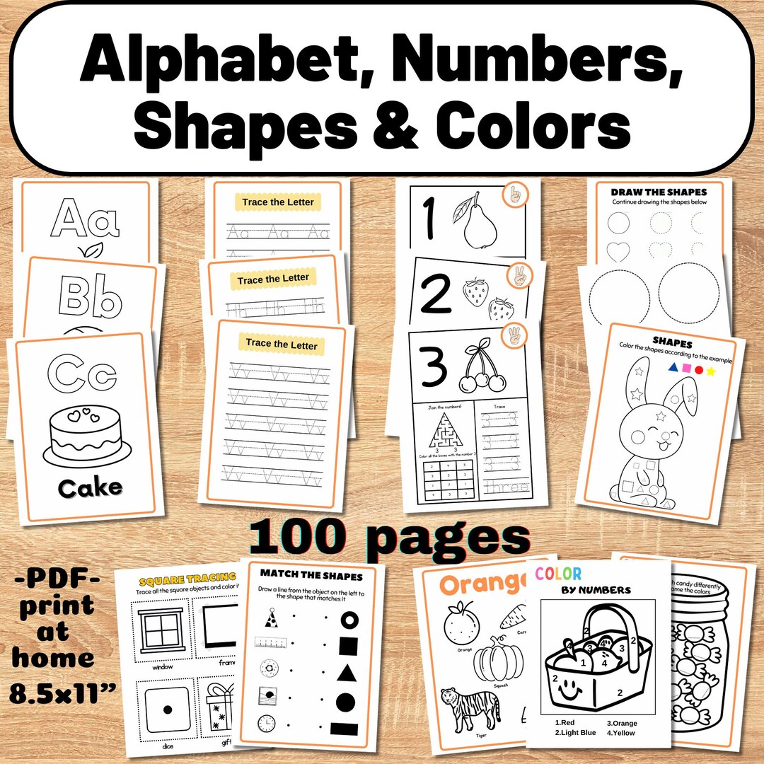 Preschool Printable Alphabet Numbers Shapes Colors - Etsy