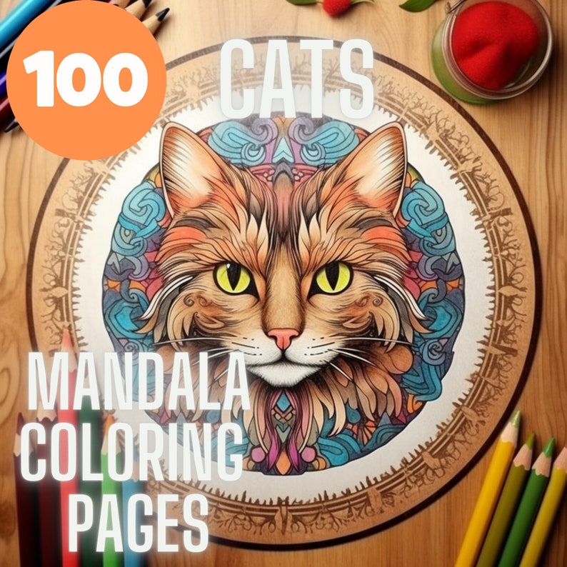 100 Printable Cat Mandala Coloring Pages - Etsy