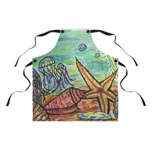 Under Water Fun Apron, Apron, Sea Apron, Patterned Apron, Beach Apron ...