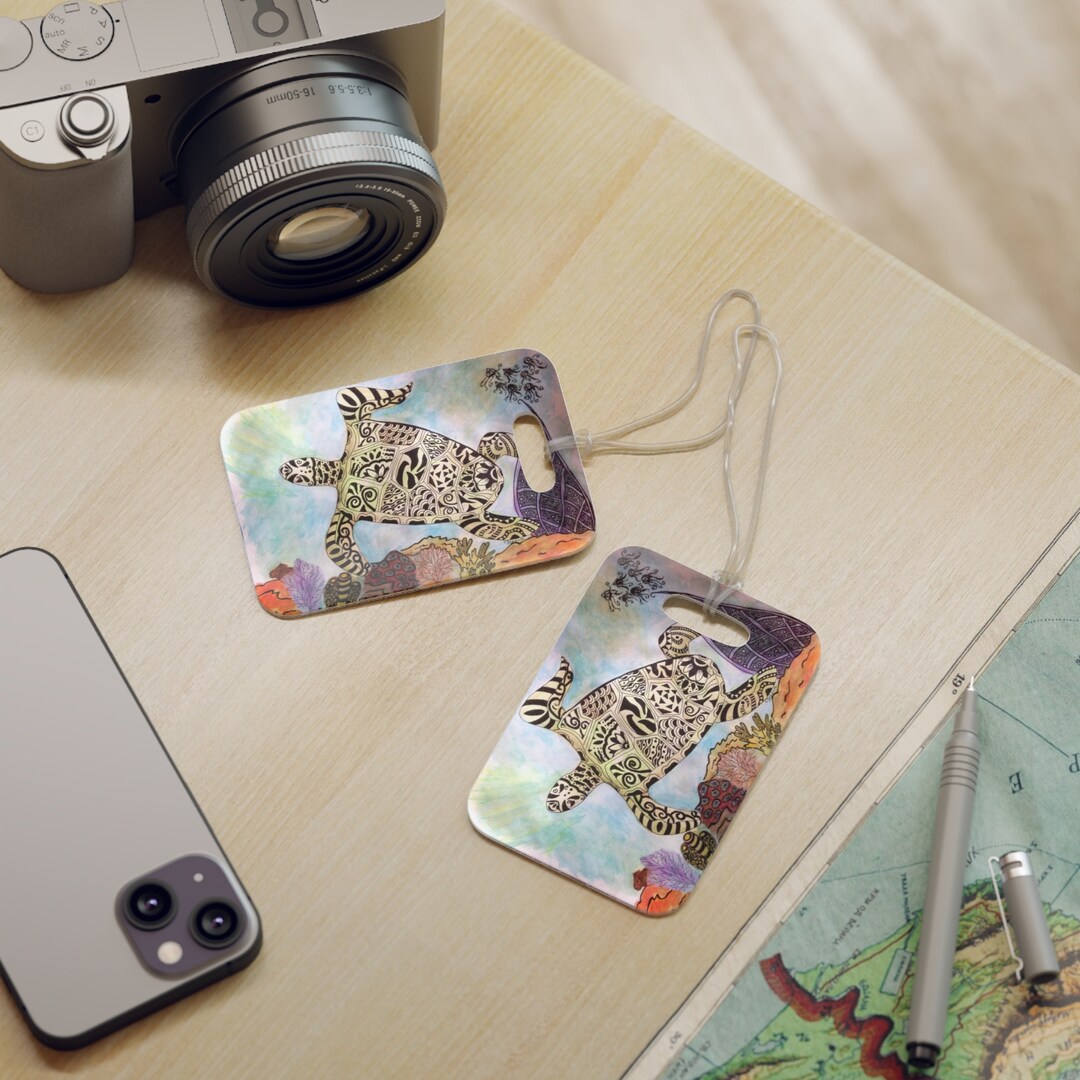 Zentangle Turtle Luggage Tags - Etsy