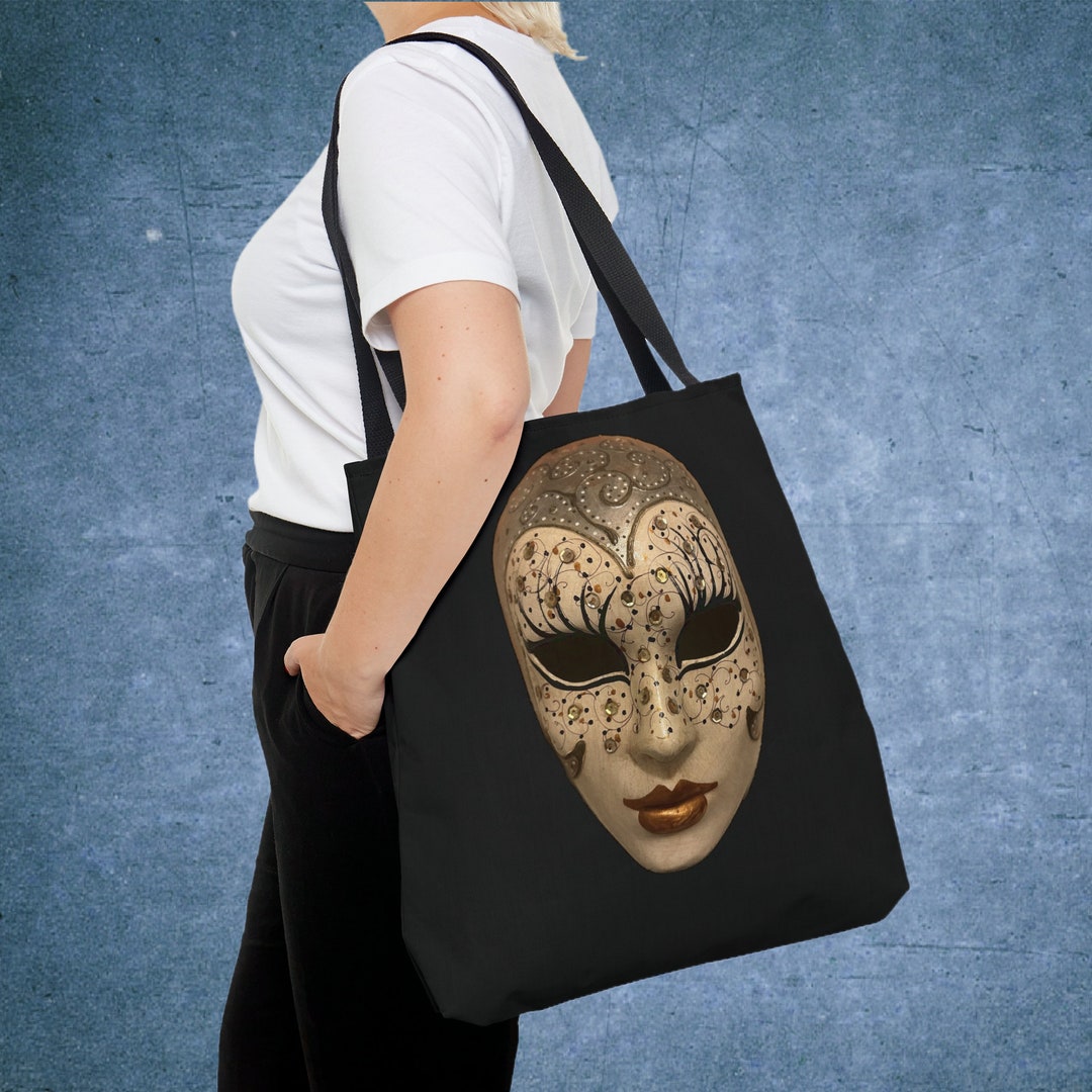 Mask Tote Bag, Black Tote Bag, Fun Tote, Mask Bag, Reusable Bag - Etsy