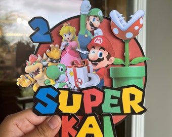 Super Mario 3D Cake Topper Shaker Banner Cupcake Toppers Colouring Book ...