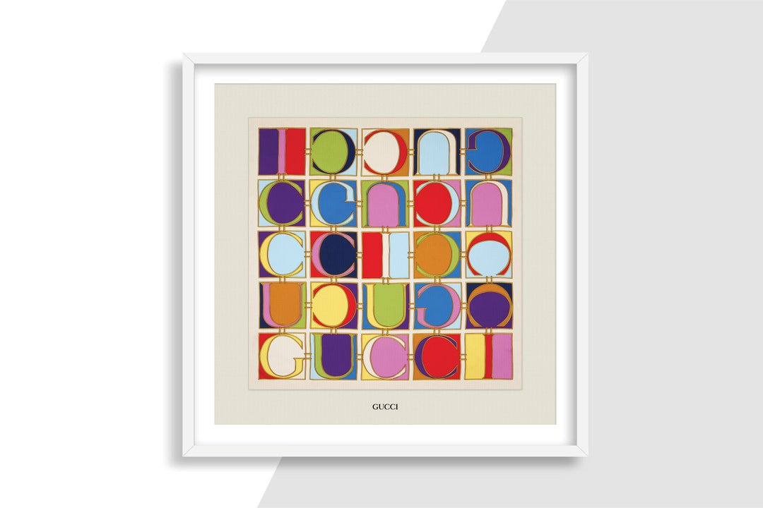 Gucci pop Print Silk Scarf Poster Print Wall Art - Etsy