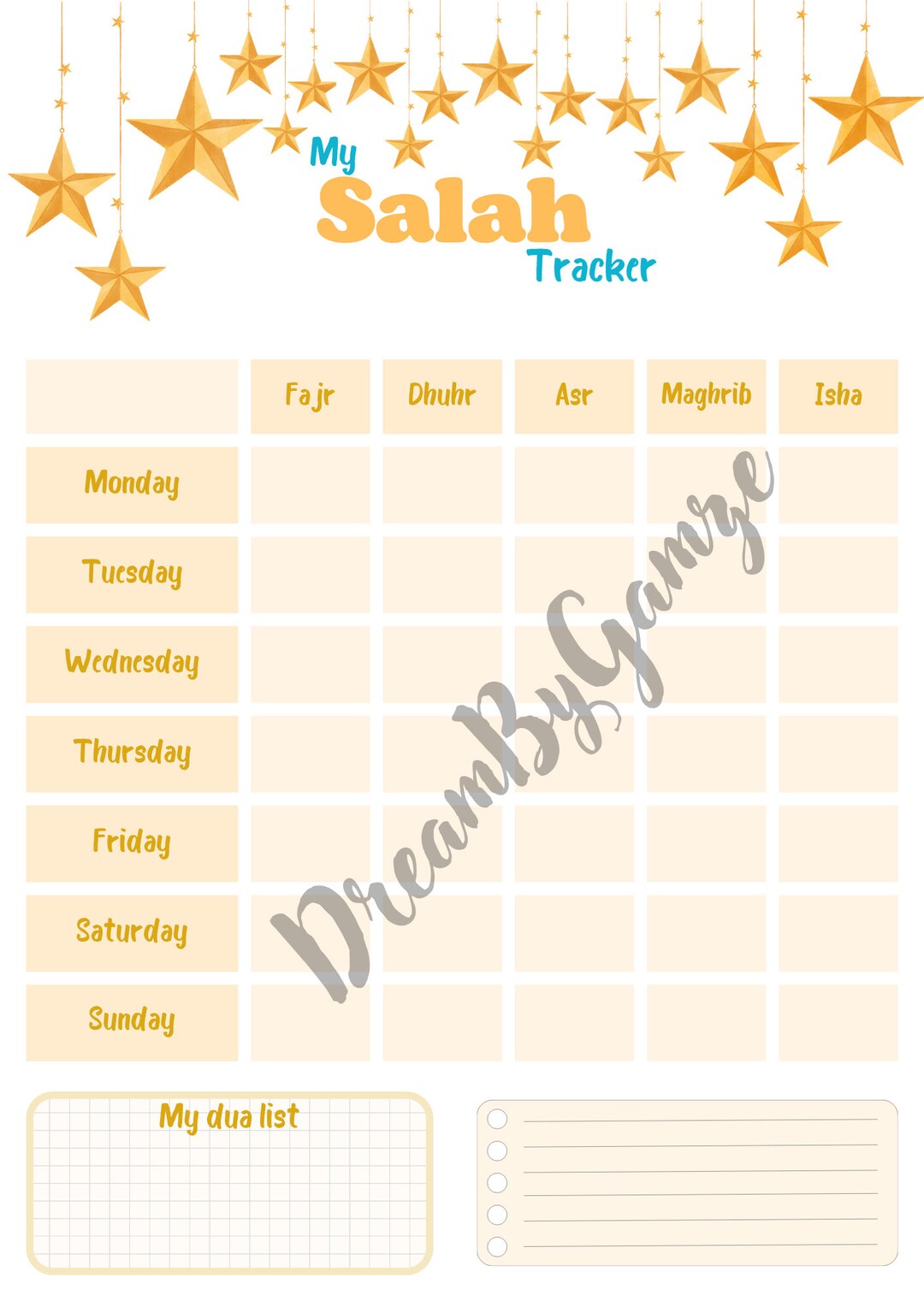 Printable Weekly Salah Tracker-planner - Etsy