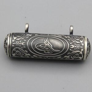 Cylinder Taweez Locket - 925K Sterling Silver Necklace Pendant Silver ...