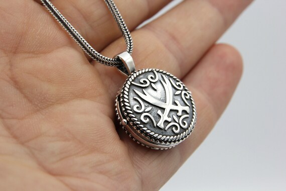 925 Sterling Silver Taweez Locket - Islamic Crossed Z… - Gem