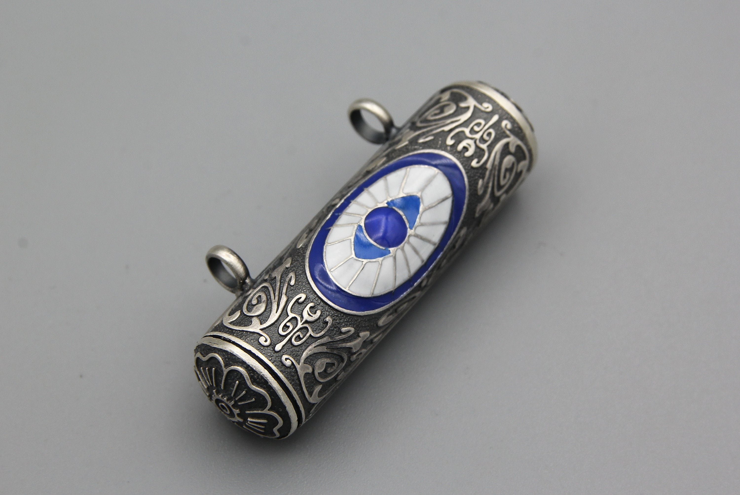 Cylinder Taweez Locket 925K Sterling Silver Necklace Pendant Turkish ...