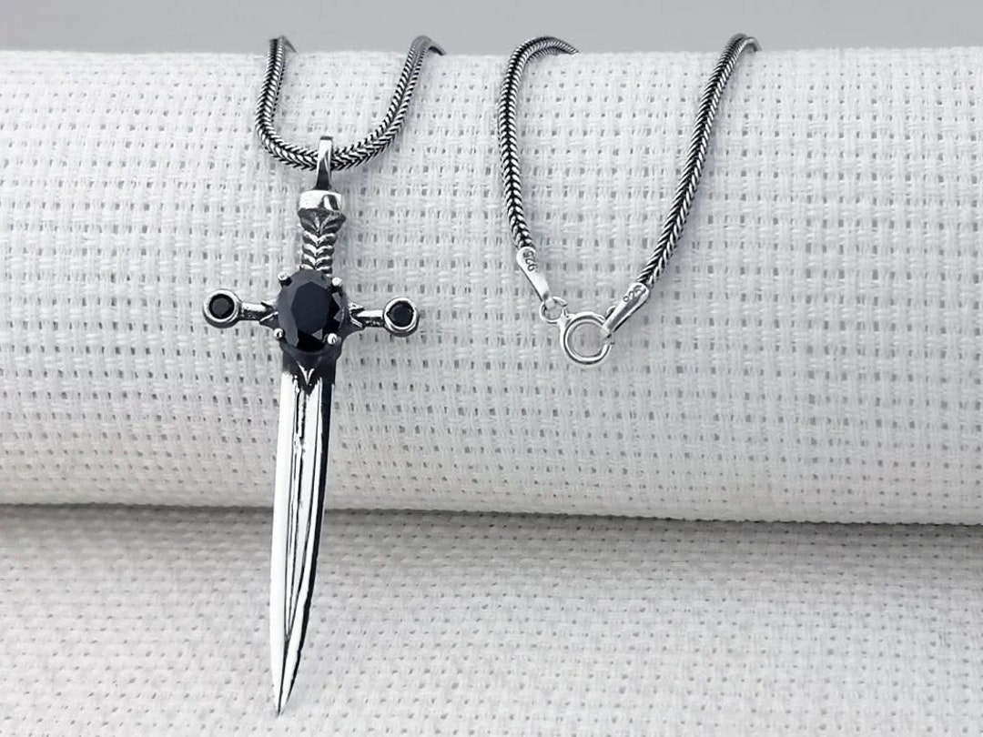 Sword Necklace 925 Sterling Silver Sword Pendant Unisex Necklace ...