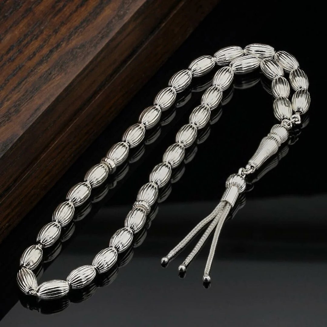 925 Sterling Silver 33 Beads Islamic Prayer Beads, Tasbih, Tesbih ...
