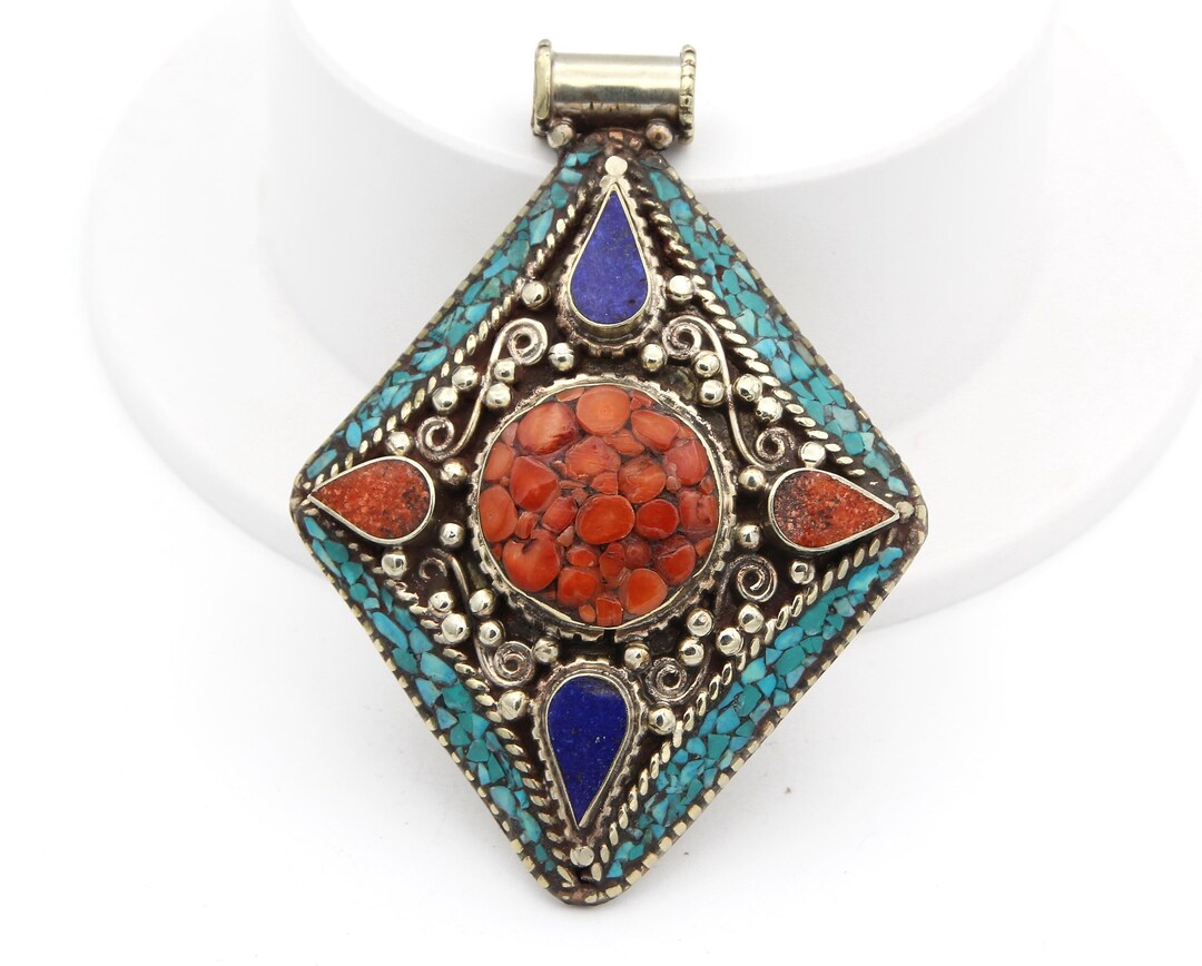 Big Tribal Pendant Handcrafted Vintage Tibetan Nepal Pendant: Handmade ...