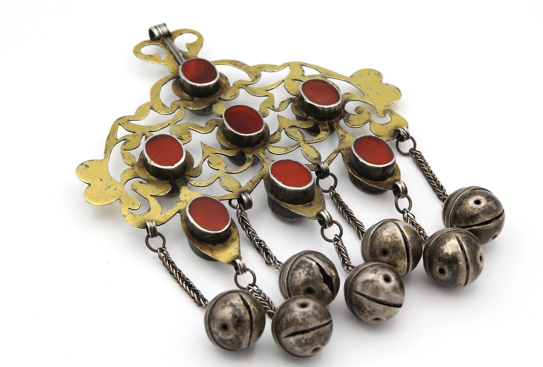 Double Sided Vintage Turkoman Silver Pendant Ethnic Tribal Pendant ...