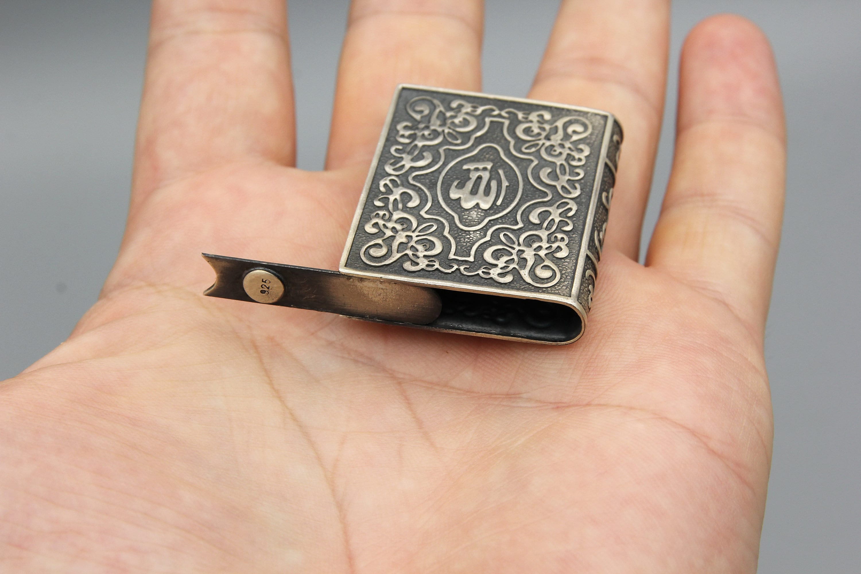 Large Taweez Locket 925 Sterling Silver Necklace Pendant in Book Form ...