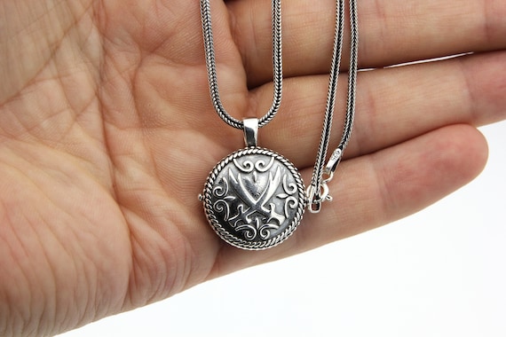 925 Sterling Silver Taweez Locket - Islamic Crossed Z… - Gem
