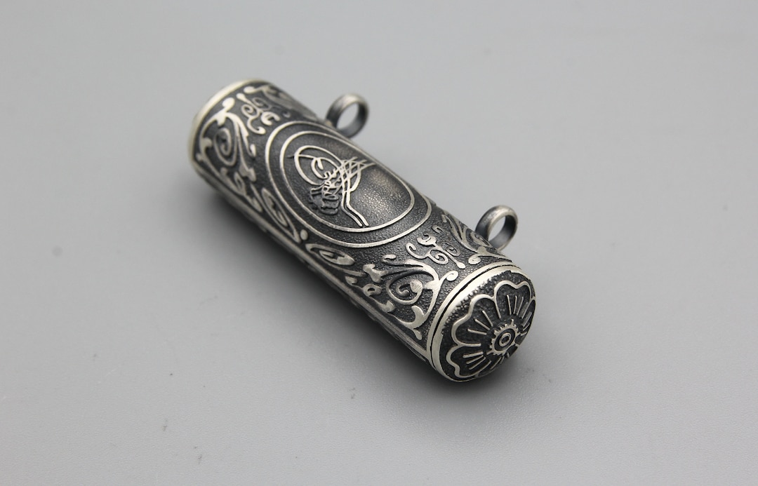 Cylinder Taweez Locket - 925K Sterling Silver Necklace Pendant Silver ...