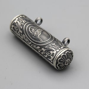 Cylinder Taweez Locket - 925K Sterling Silver Necklace Pendant Silver ...