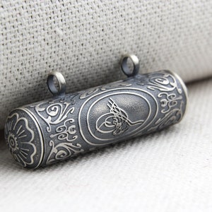 Cylinder Tube Taweez Locket 925 Sterling Silver Pendant Necklace Prayer ...