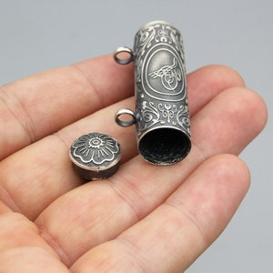 Cylinder Taweez Locket - 925K Sterling Silver Necklace Pendant Silver ...