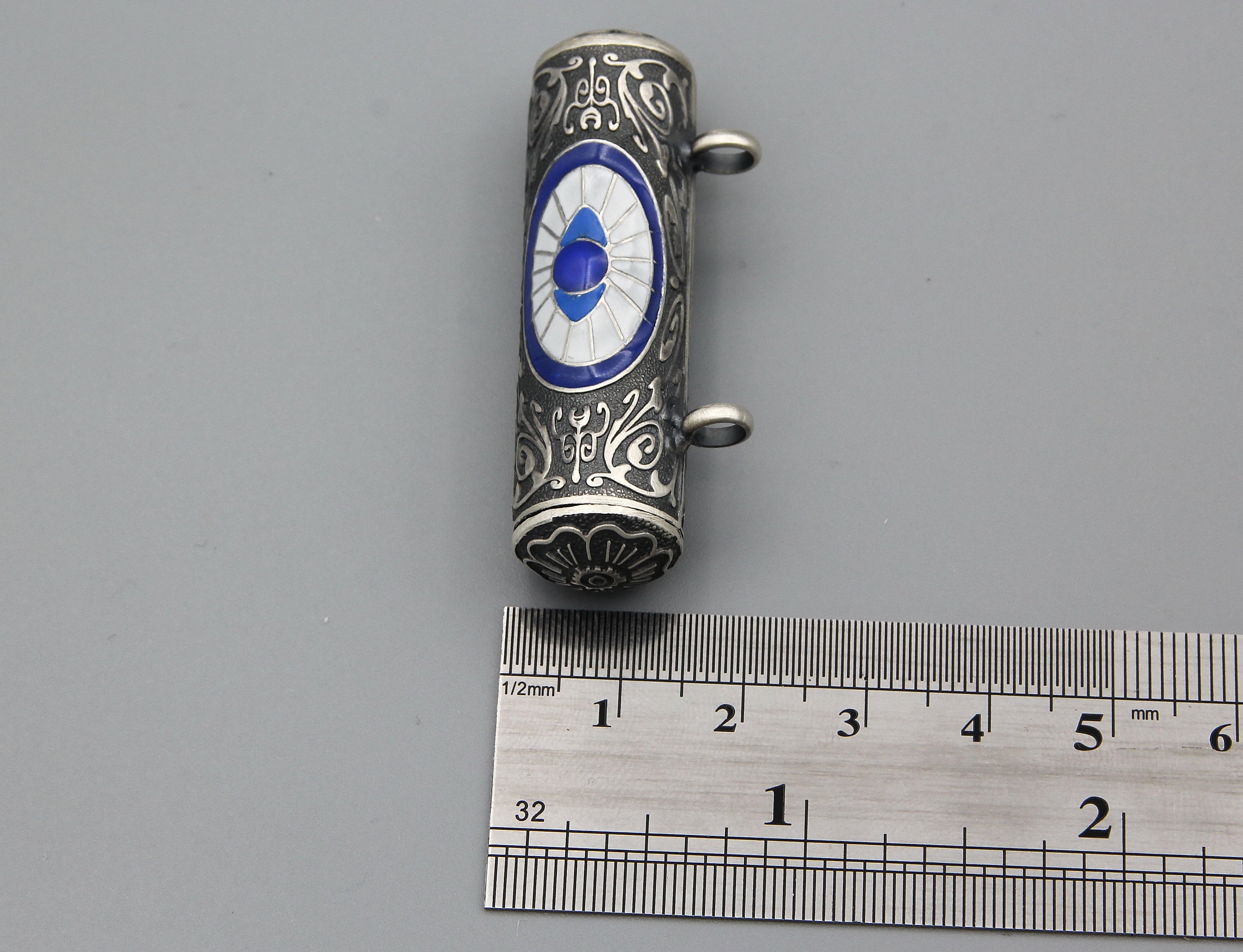 Cylinder Taweez Locket 925K Sterling Silver Necklace Pendant Turkish ...