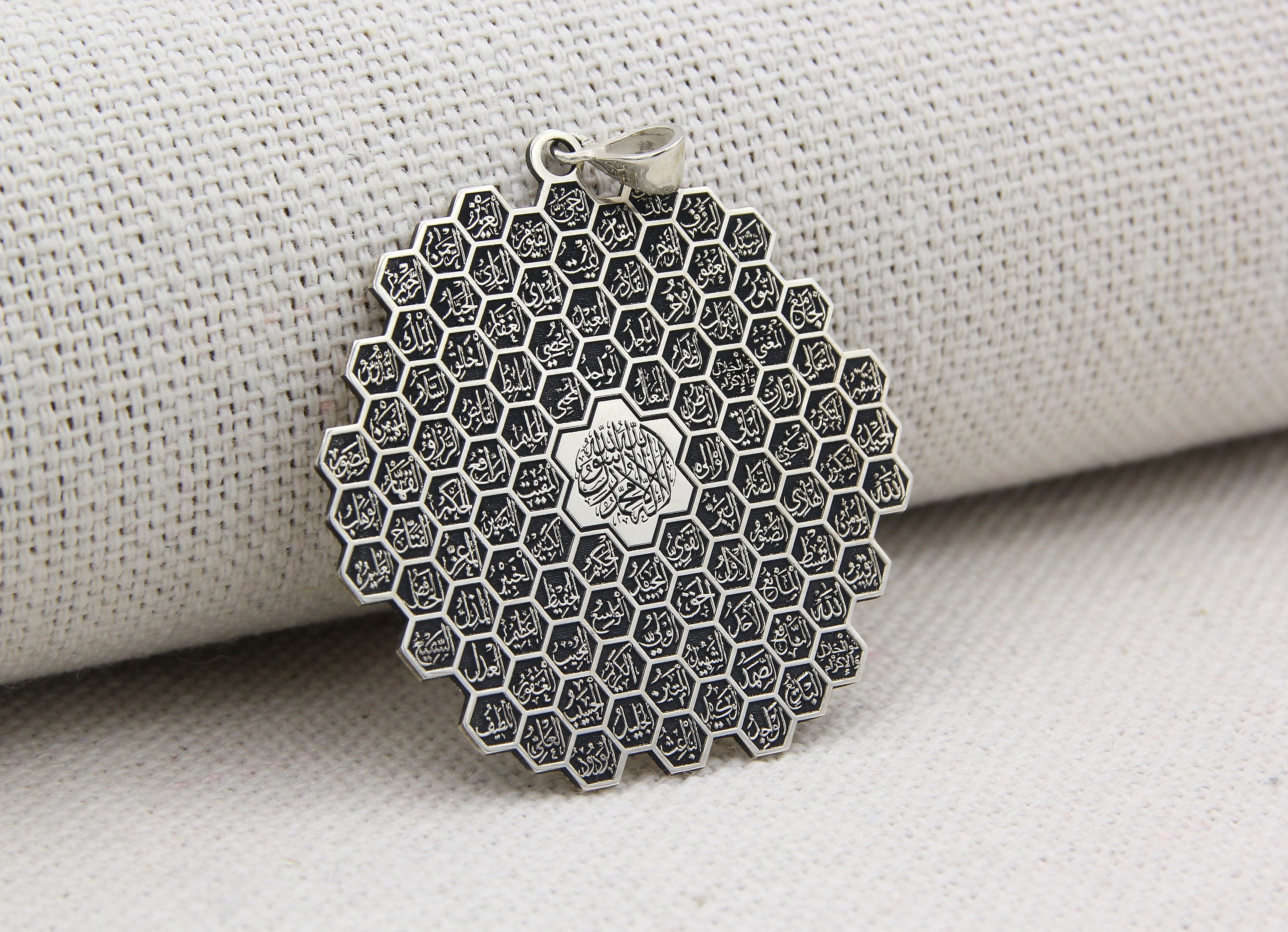 Al Asma Ul Husna 99 Names of Allah 925 Sterling Silver Pendant Arabic ...