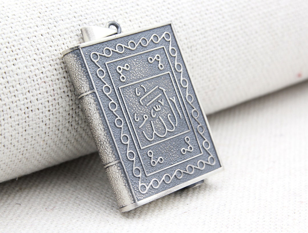 Taweez Holder Locket - 925K Sterling Silver Pendant - Allah & Muhammad ...