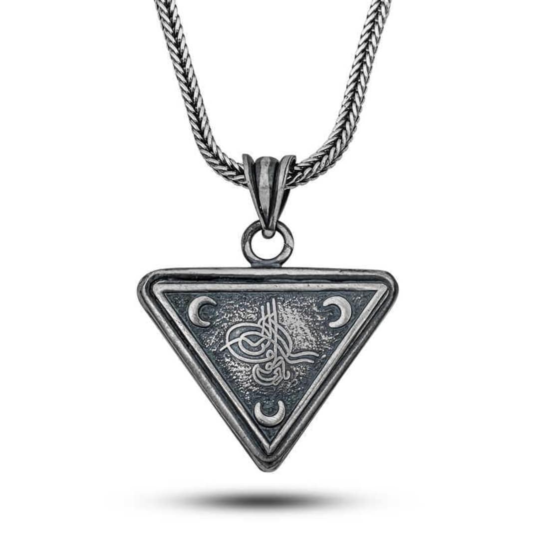 925 Sterling Silver Ottoman Tughra Crescent Design Amulet Jawshan Dua ...