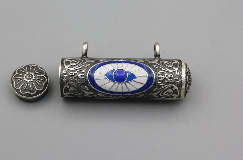 Cylinder Taweez Locket 925K Sterling Silver Necklace Pendant Turkish ...