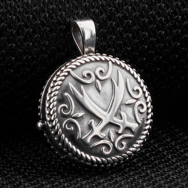 Sterling Silver Taweez Locket Islamic Crossed Zulfiqar Amulet Muslim ...