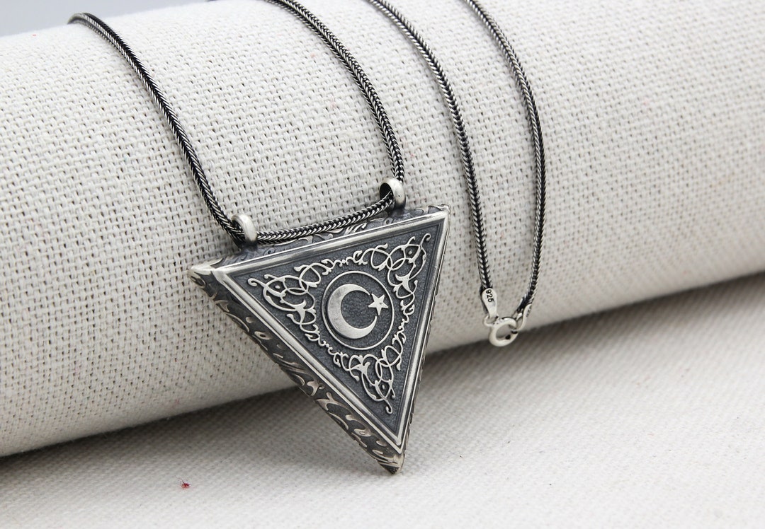 Triangle Taweez Holder Locket - 925 Sterling Silver Pendant Necklace ...