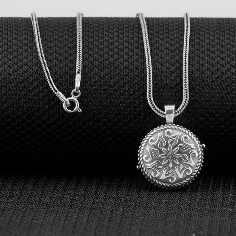 925 Sterling Silver Taweez Locket Islamic Flower Desing Ornament Amulet ...