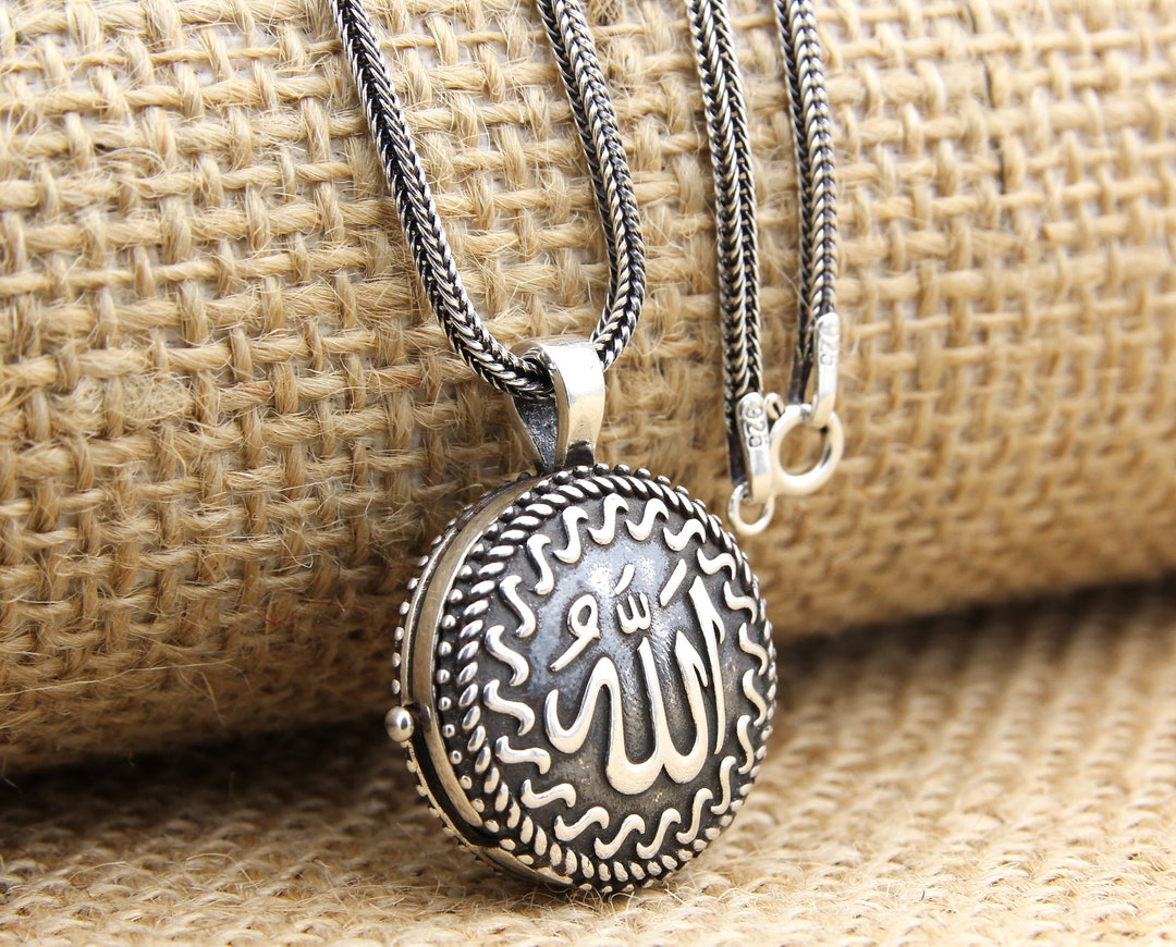 925 Sterling Silver Taweez Locket - Islamic Allah Script Amulet Muslim ...