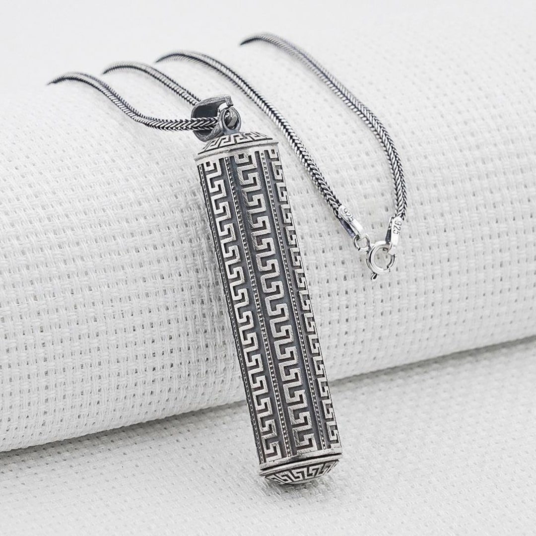 Large Taweez Holder Pendant Necklace - Sterling Silver Amulet Charm ...