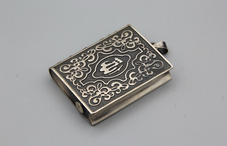Large Taweez Locket 925 Sterling Silver Necklace Pendant in Book Form ...
