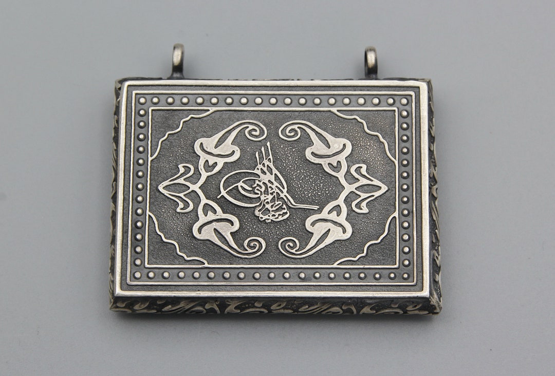 Taweez Locket 925K Sterling Silver Necklace Pendant Rectangle Silver ...