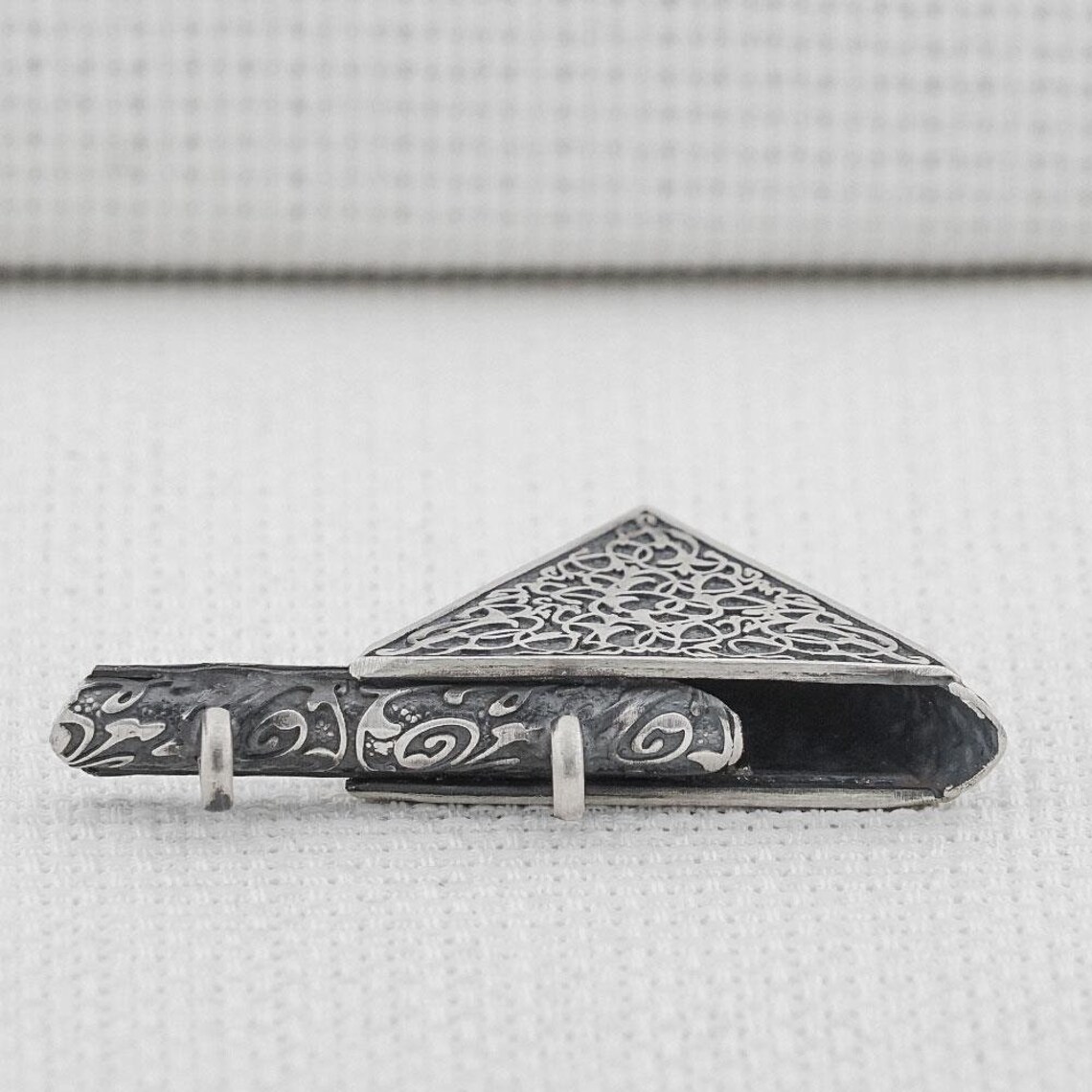 925 Sterling Silver Triangle Taweez Locket Necklace – Turkish Amulet ...