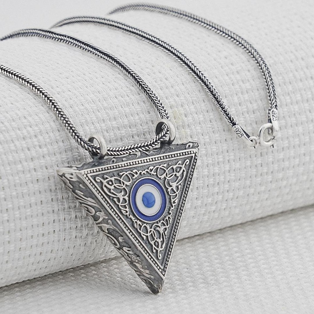 Triangle Taweez Locket - 925 Sterling Silver Pendant Necklace - Amulet ...
