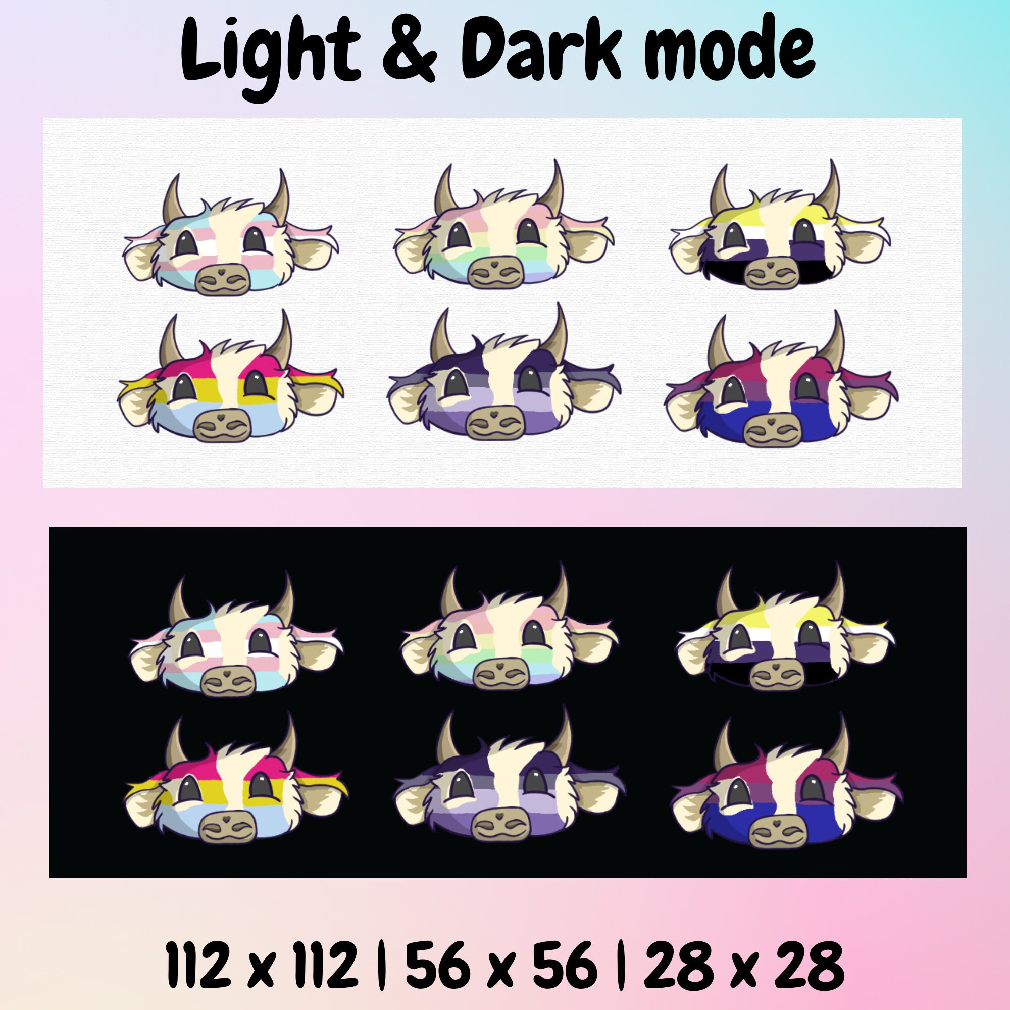 Pride Flag Cow Emotes - Etsy