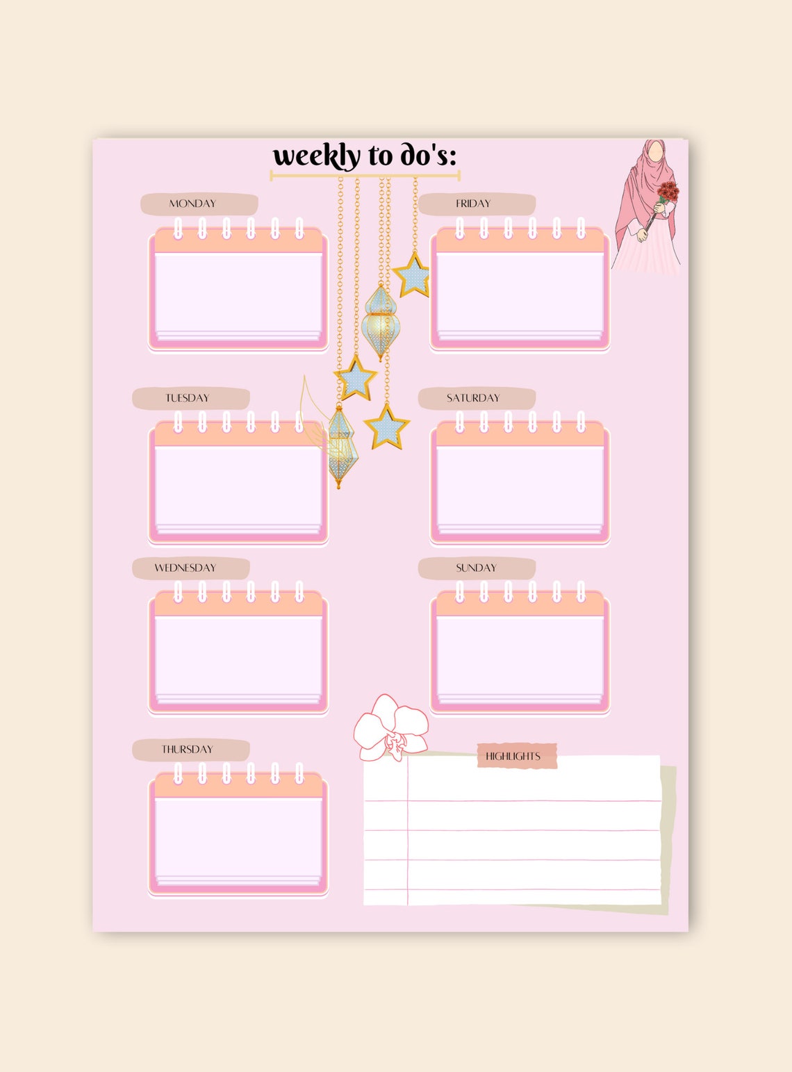 Daily Muslimah Planner Weekly To-do List Islamic Planner Muslim ...