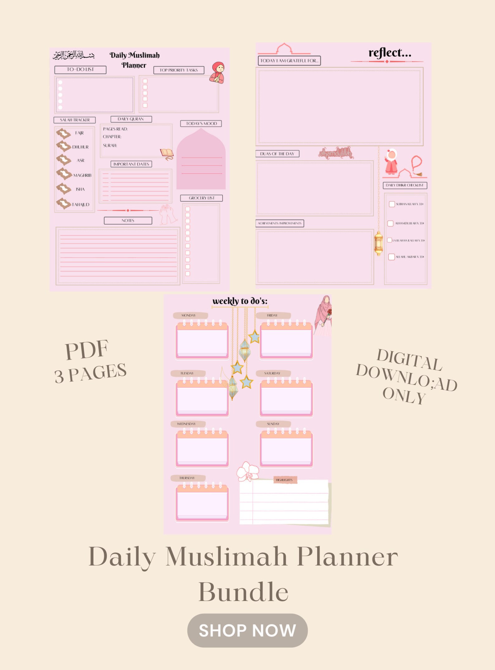 Daily Muslimah Planner Weekly To-do List Islamic Planner Muslim ...