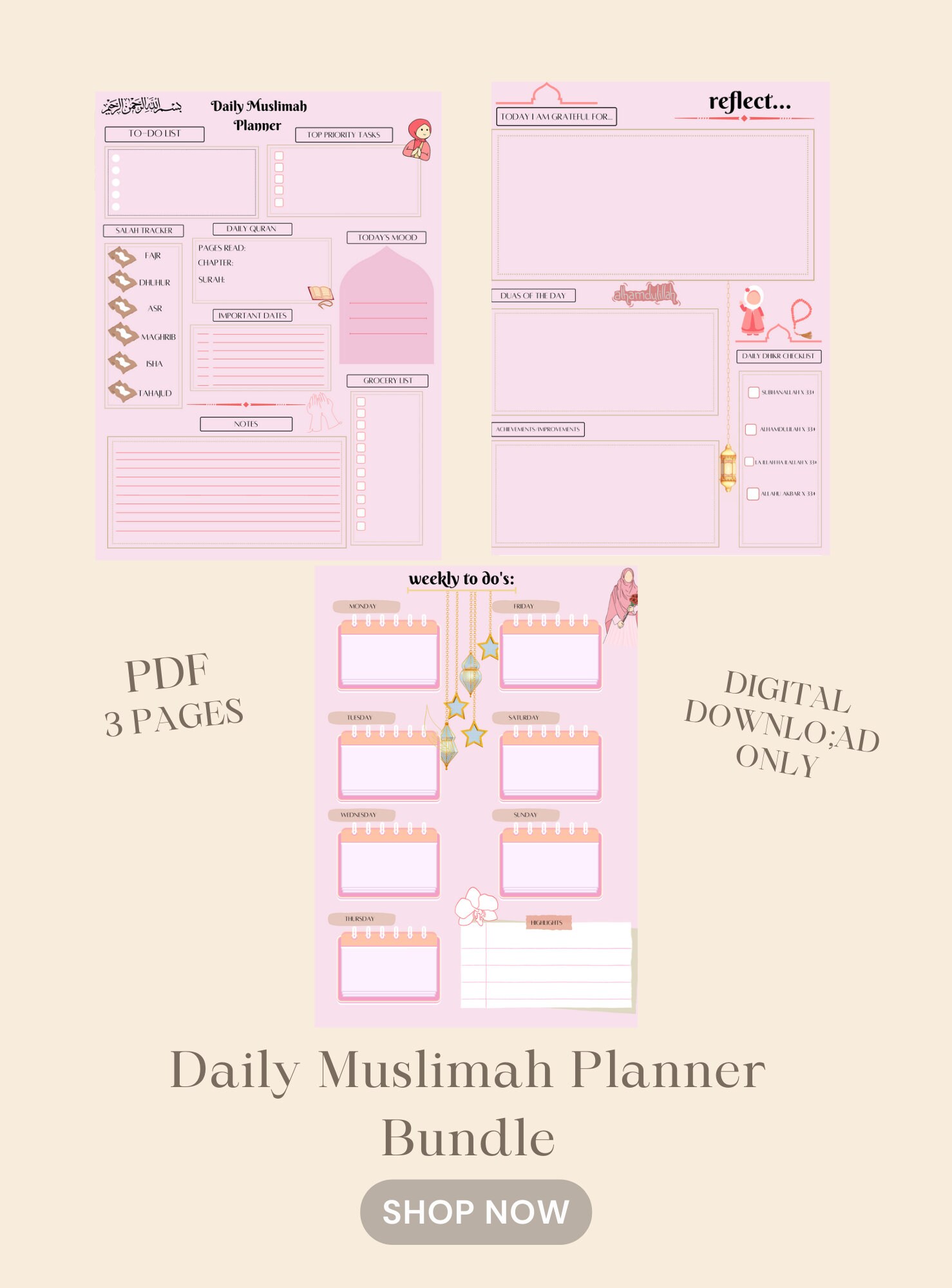 Daily Muslimah Planner Weekly To-do List Islamic Planner Muslim ...