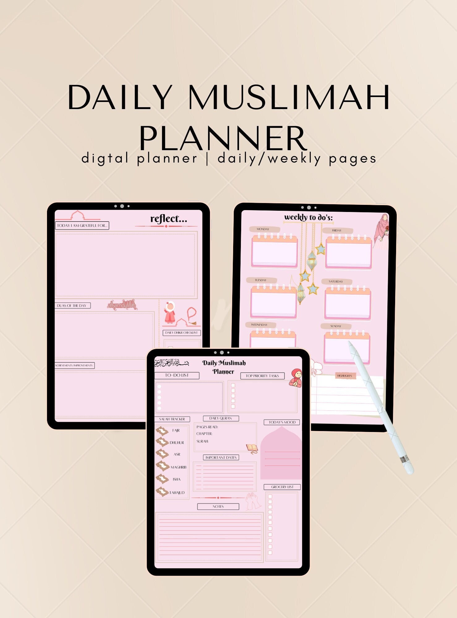 Daily Muslimah Planner Weekly To-do List Islamic Planner Muslim ...
