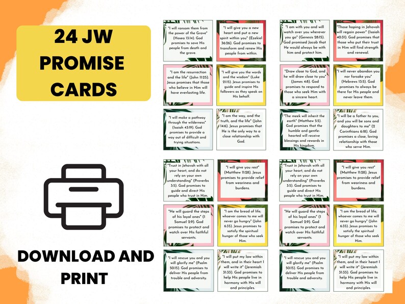 Jehova JW Promise Cards Gods Promises Cards Printable Digital Download ...
