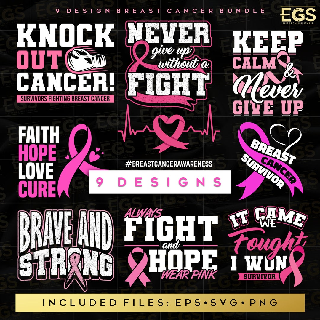 9 Breast Cancer Bundle Designs Svg, October Svg, Cancer Svg, Pink Svg ...