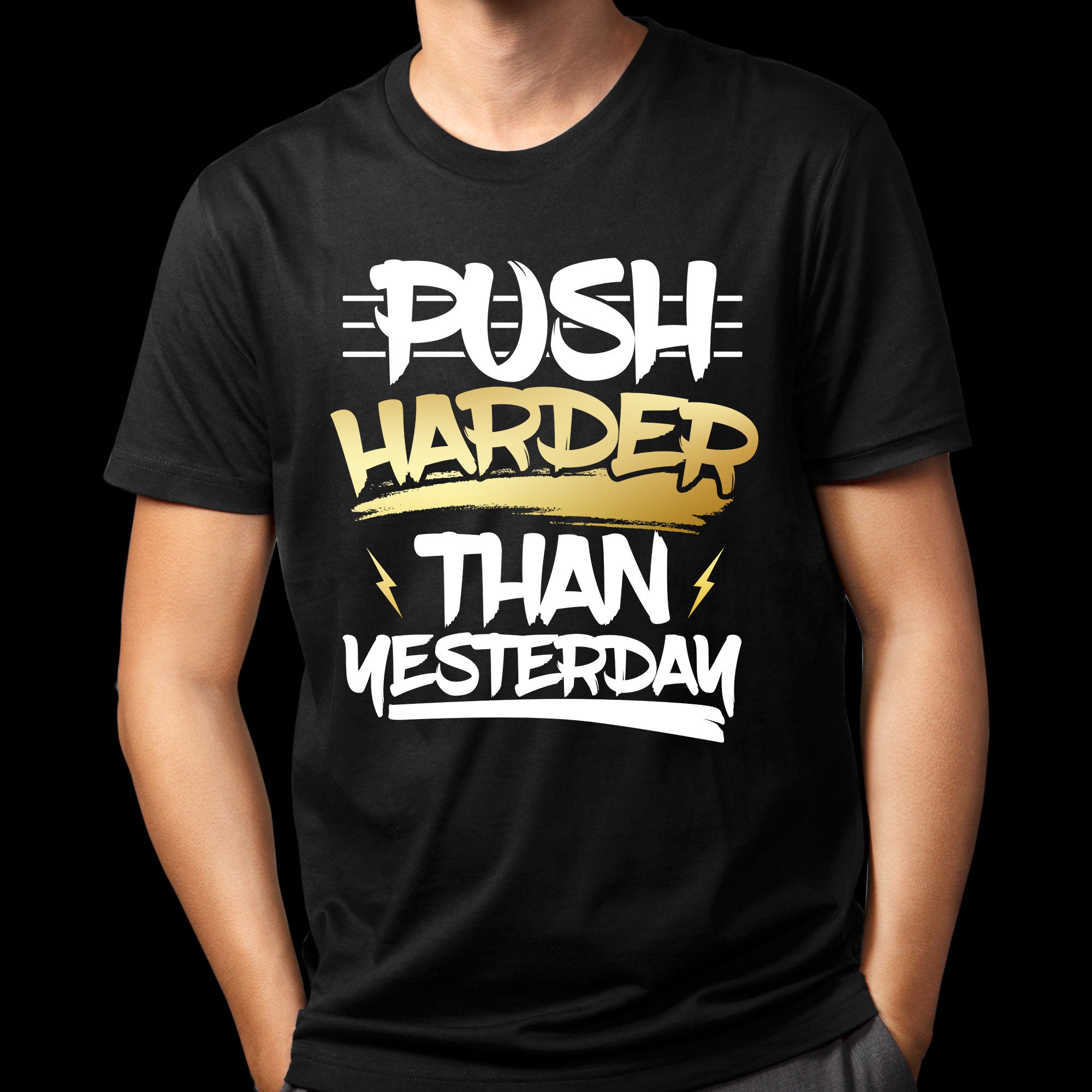 Push Harder Than Yesterday Svg Hustle Art Svg Motivational - Etsy