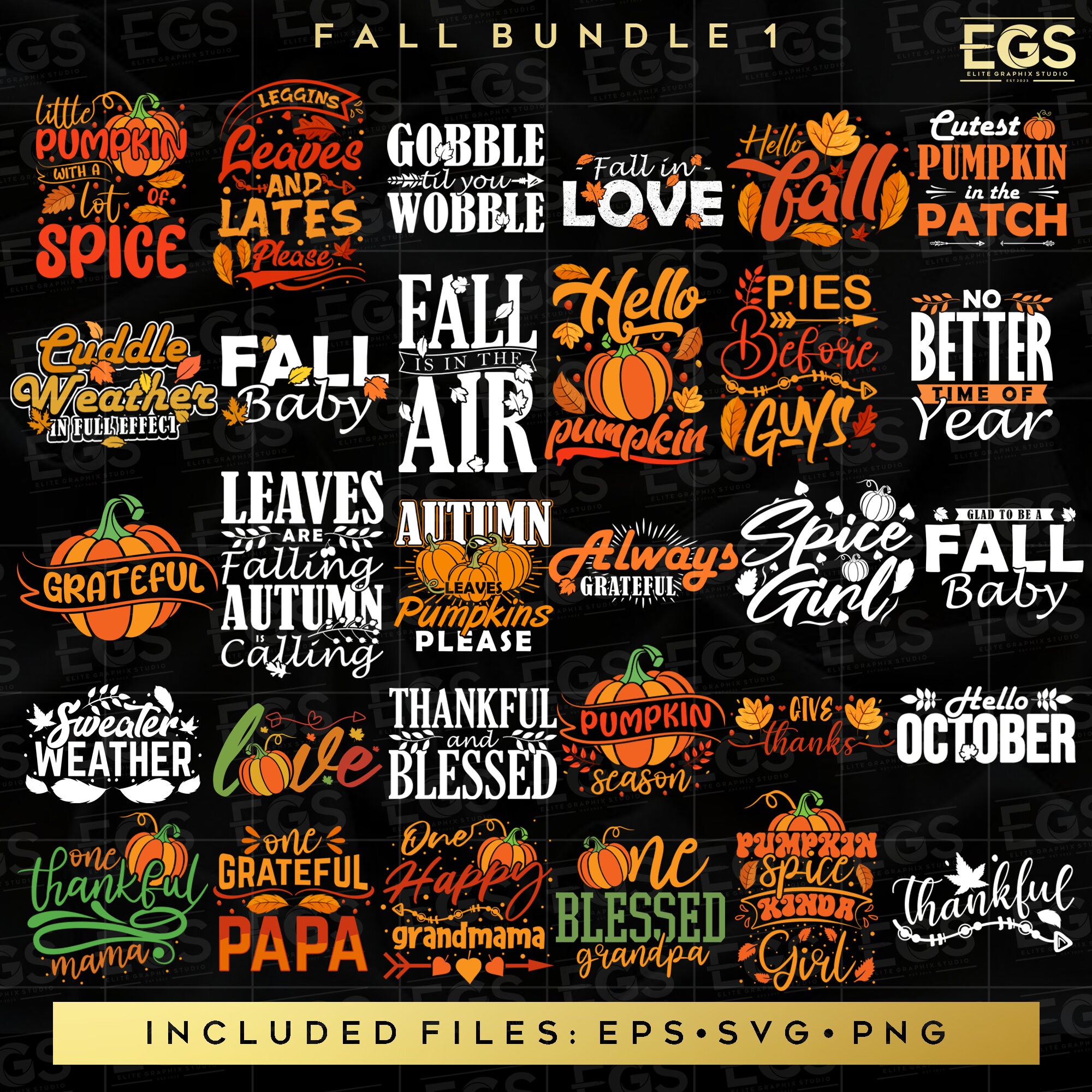 30 Fall Designs Bundle Svg Fall SVG October SVG Autumn Svg - Etsy