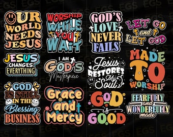 12 Coloful Christian Designs Bundle Svg, Scripture Art Svg, Yahweh Svg ...
