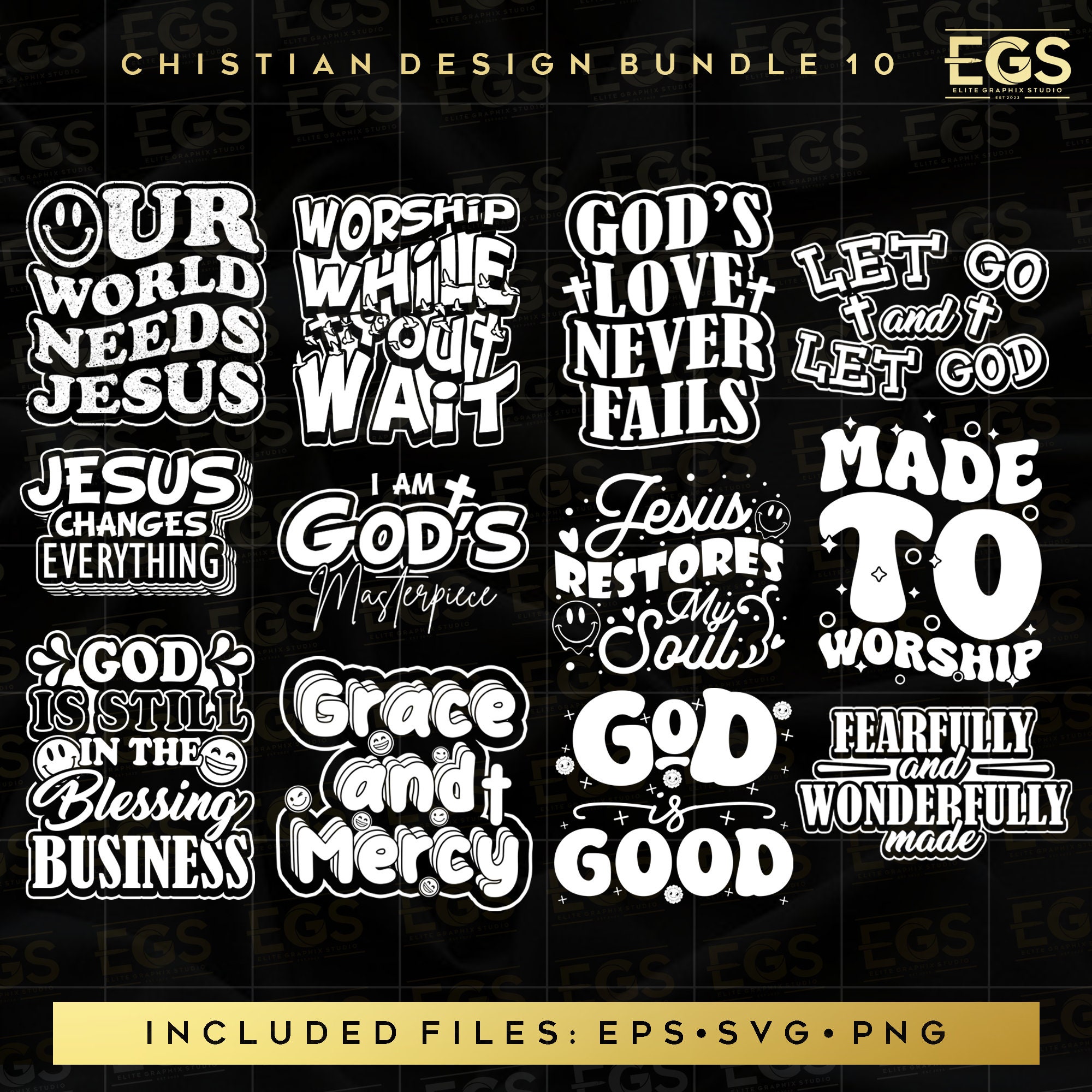 12 Coloful Christian Designs Bundle Svg, Scripture Art Svg, Yahweh Svg ...
