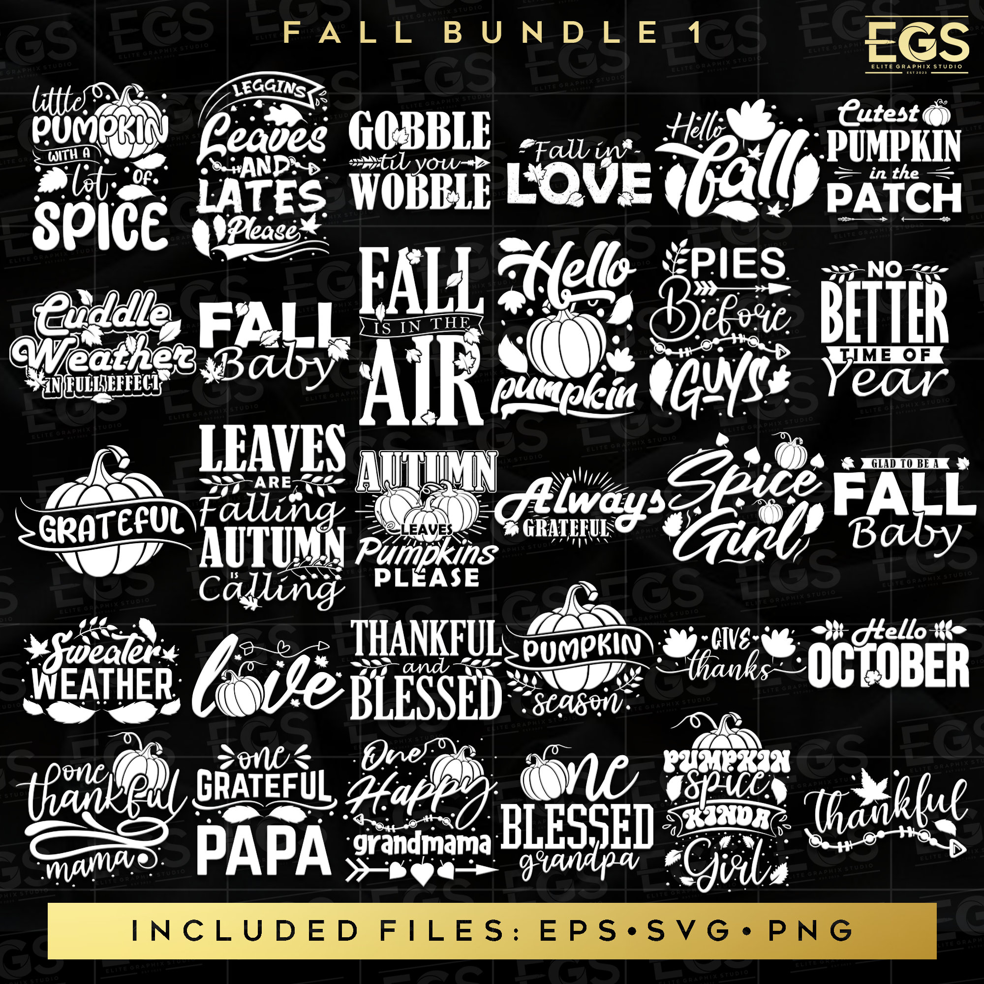 30 Fall Designs Bundle Svg Fall SVG October SVG Autumn Svg - Etsy