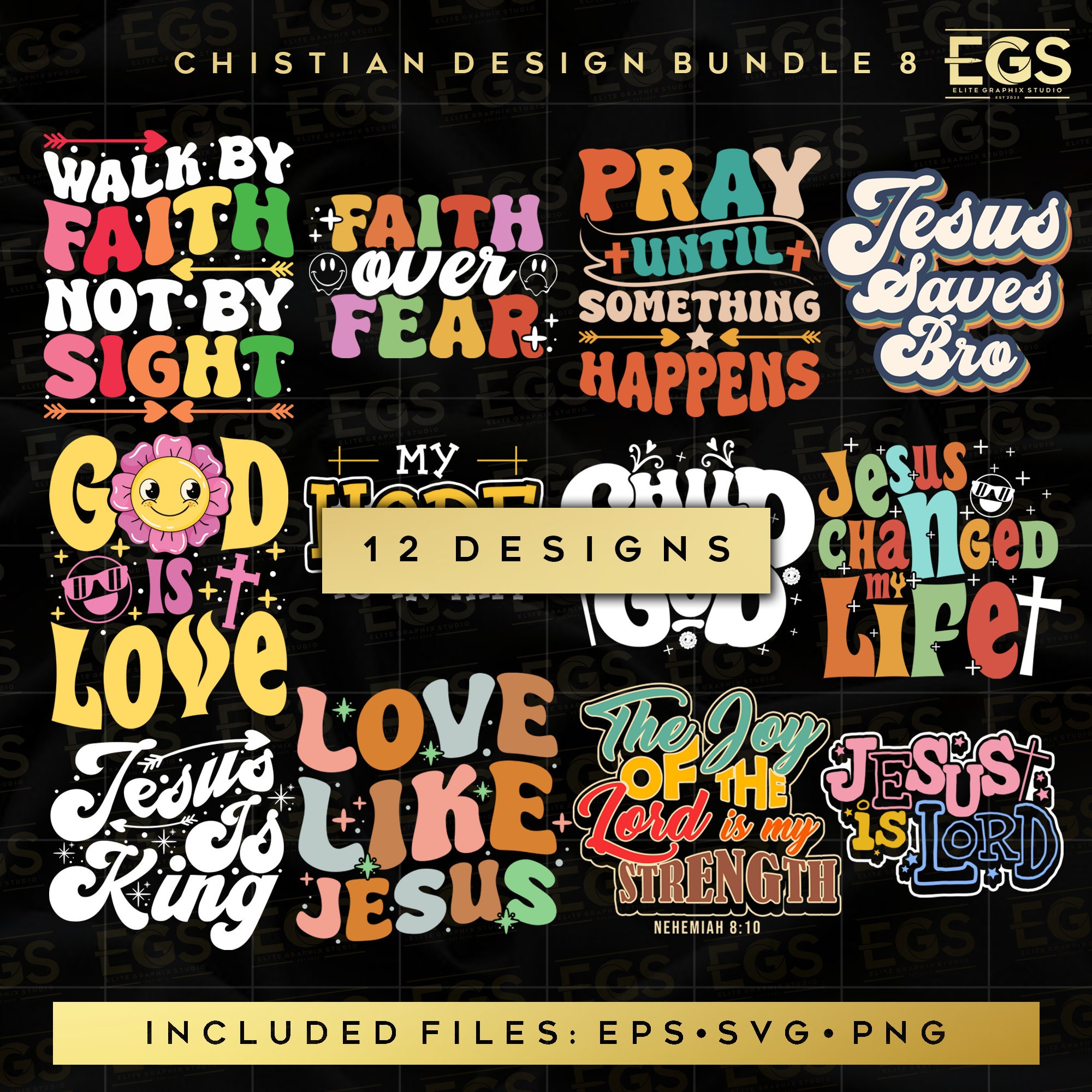 12 Christian Designs Bundle Svg Scripture Art Svg Christian - Etsy